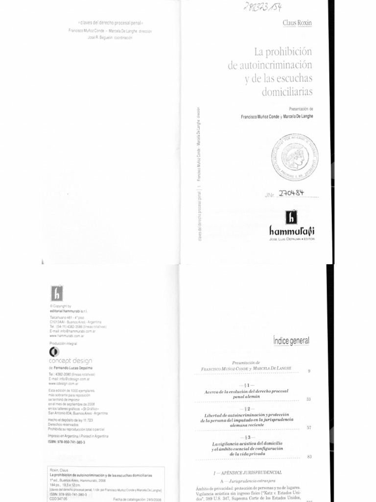 ROXIN, Claus-La Prohibicion de Autoincr. y Escu. Dom. | PDF
