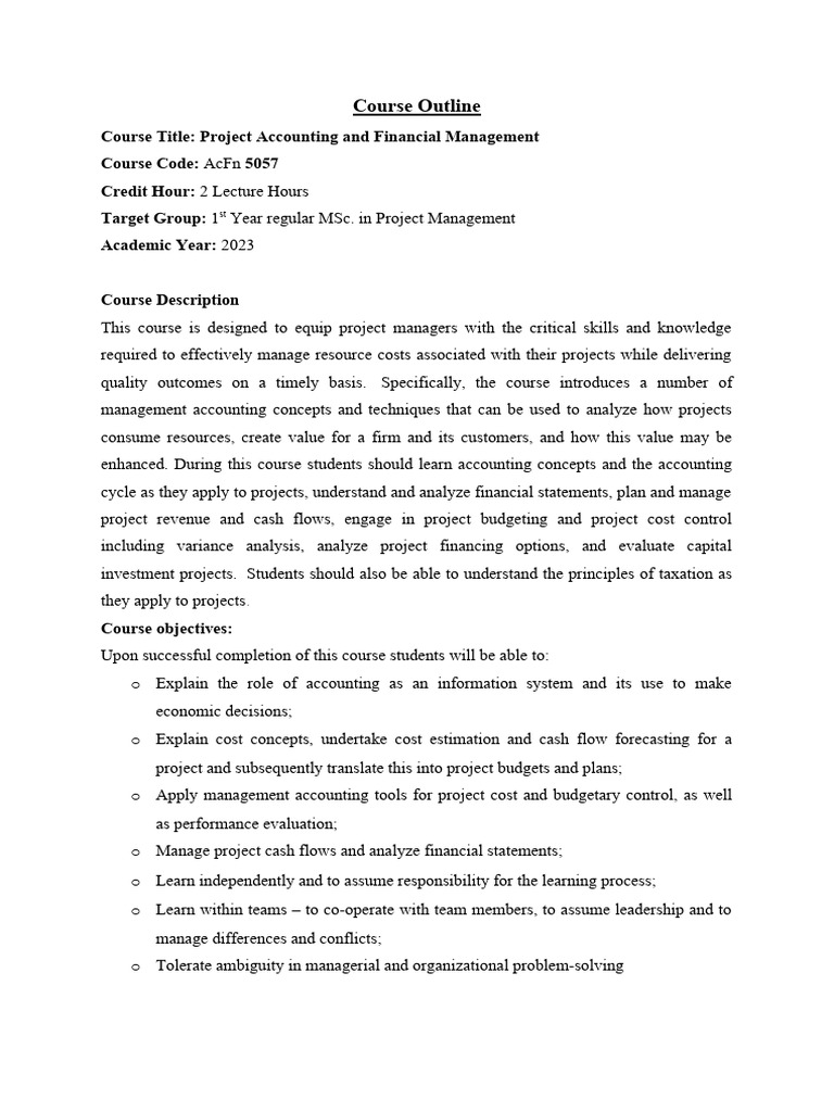 Project Cost Course Guide Book | PDF | Management Accounting | Cost ...