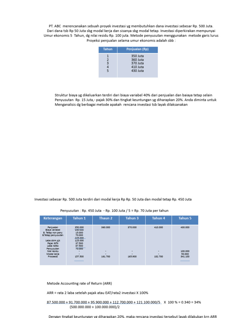 Contoh Capital Budgeting | PDF