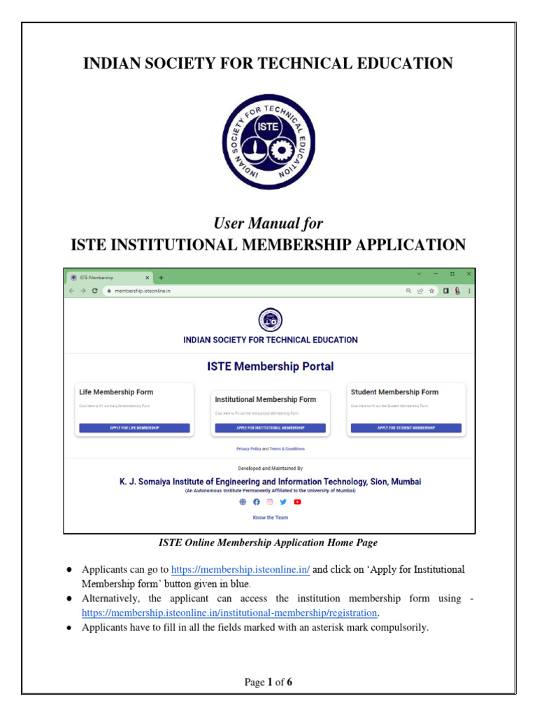 Iste Institute Membership Manual | PDF | Receipt | Information Technology