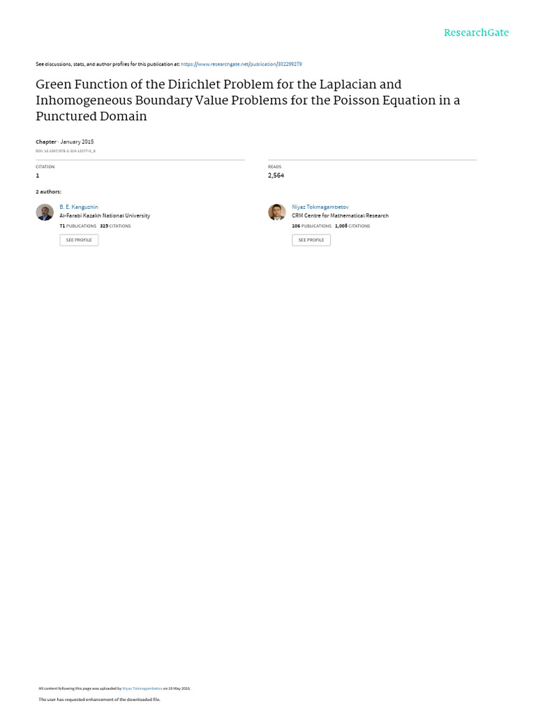 Kanguzhin Tokmagambetov R2 | PDF | Green's Function | Applied Mathematics