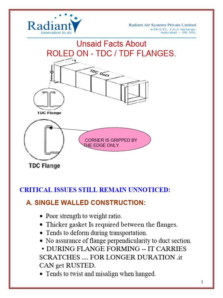 TDF Flange Construction Challenges | PDF | Duct (Flow) | Mechanical ...
