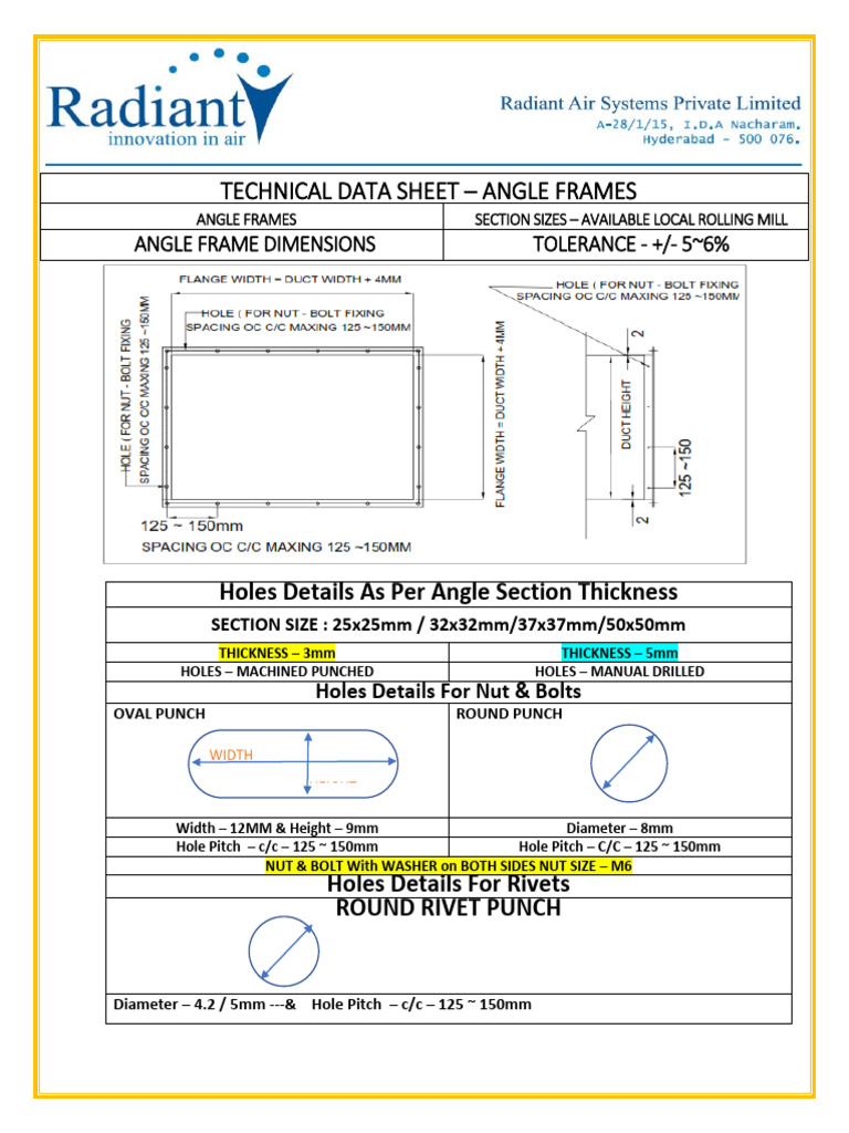 Technical Data Sheet-Angle Frames.. | PDF