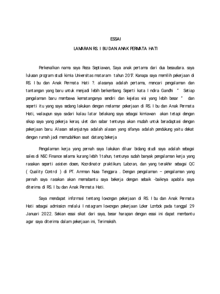 Essai Permata Hati | PDF