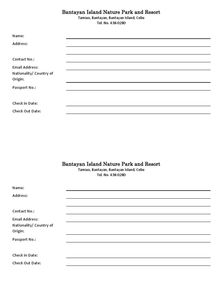 Registration or Check in Form | PDF | Cooking, Food & Wine