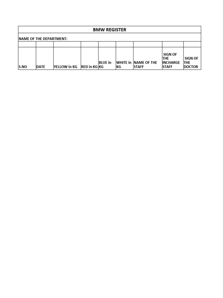 BMW Staff Registration Format | PDF
