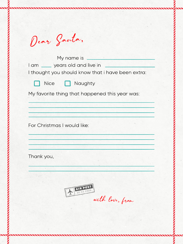 A Letter To Santa Claus - Template | PDF