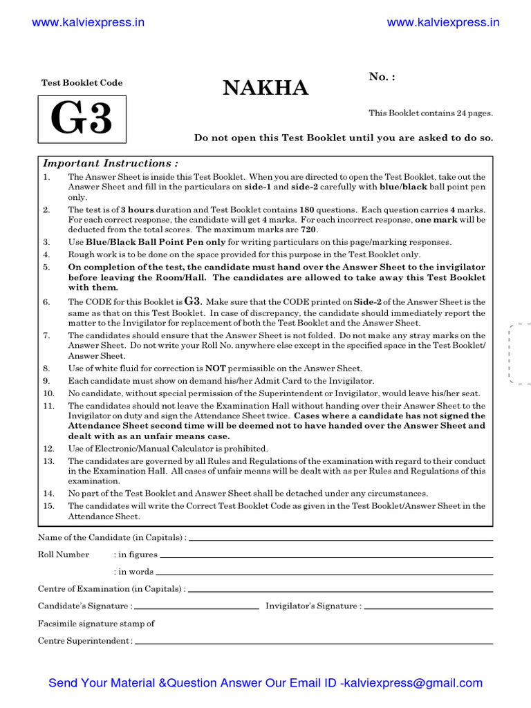 NEET Original Question paper-2020_ English Medium _ Code G3 | PDF | Dna ...