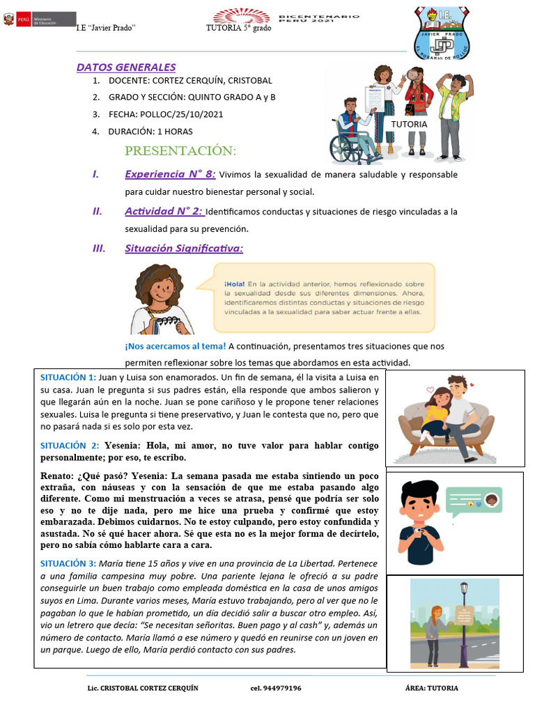 SESIÓN N°2 TUTORIA QUINTO EXP8 | PDF | La sexualidad humana | Condón