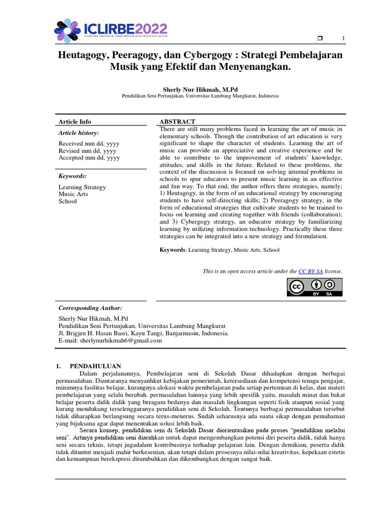ICLIRBE-Full-Paper-sherly Nur Hikmah | PDF | Learning | Behavior Modification