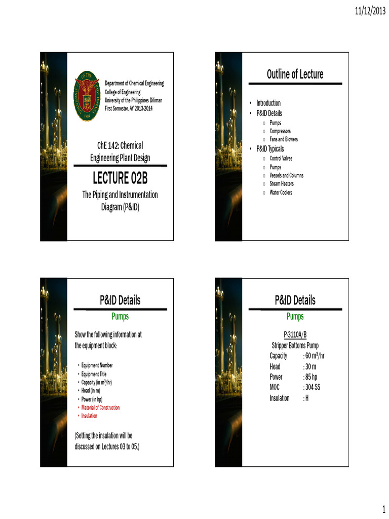 Lecture 02B - The Piping and Instrumentation Diagram | PDF | Pump | Mechanical Engineering