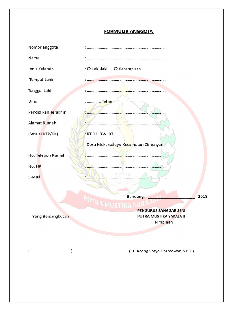 Formulir Anggota | PDF