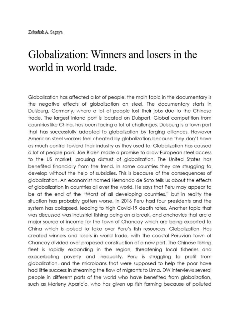 Globalization Winners and Losers | PDF | Globalization | Peru