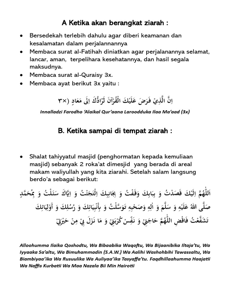 Doa dan Tata Cara Ziarah Waliyullah | PDF