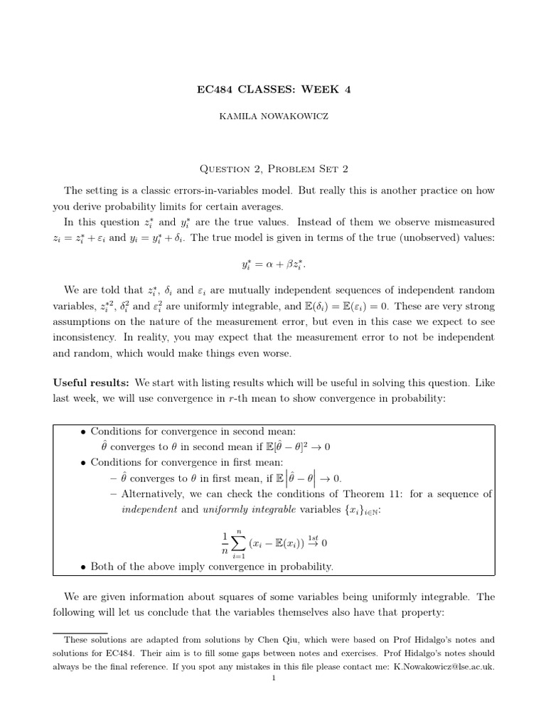 Econometric Analysis MT Official Problem Set Solution 3 | PDF | Statistical Theory ...