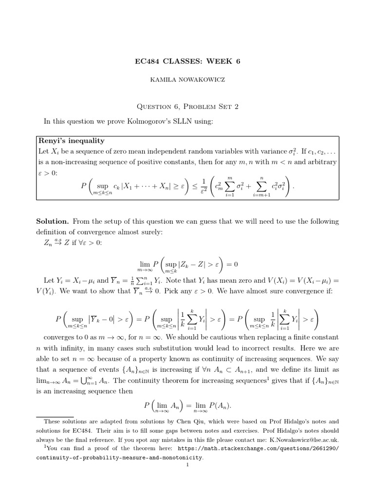 Econometric Analysis MT Official Problem Set Solution 5 | PDF | Measure Theory | Probability Theory
