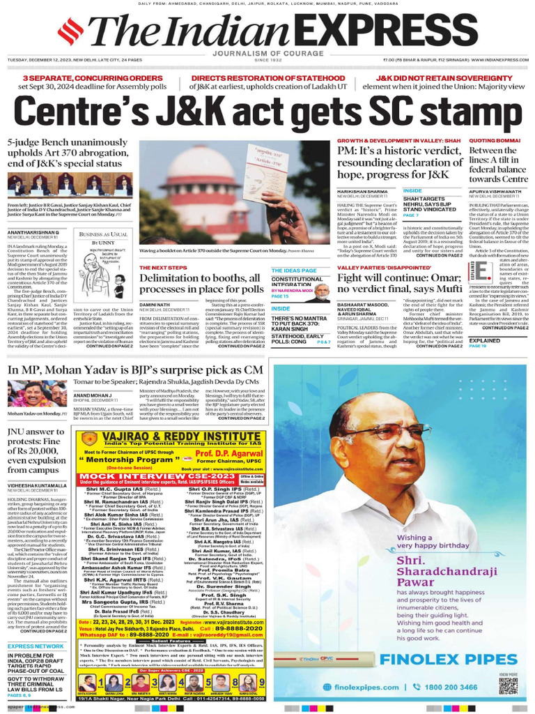 The Indian Express Delhi 12 Dec 2023 | PDF