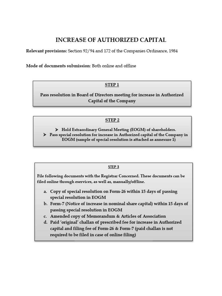 Authorized Capital Increase Process | PDF | Articles Of Association ...