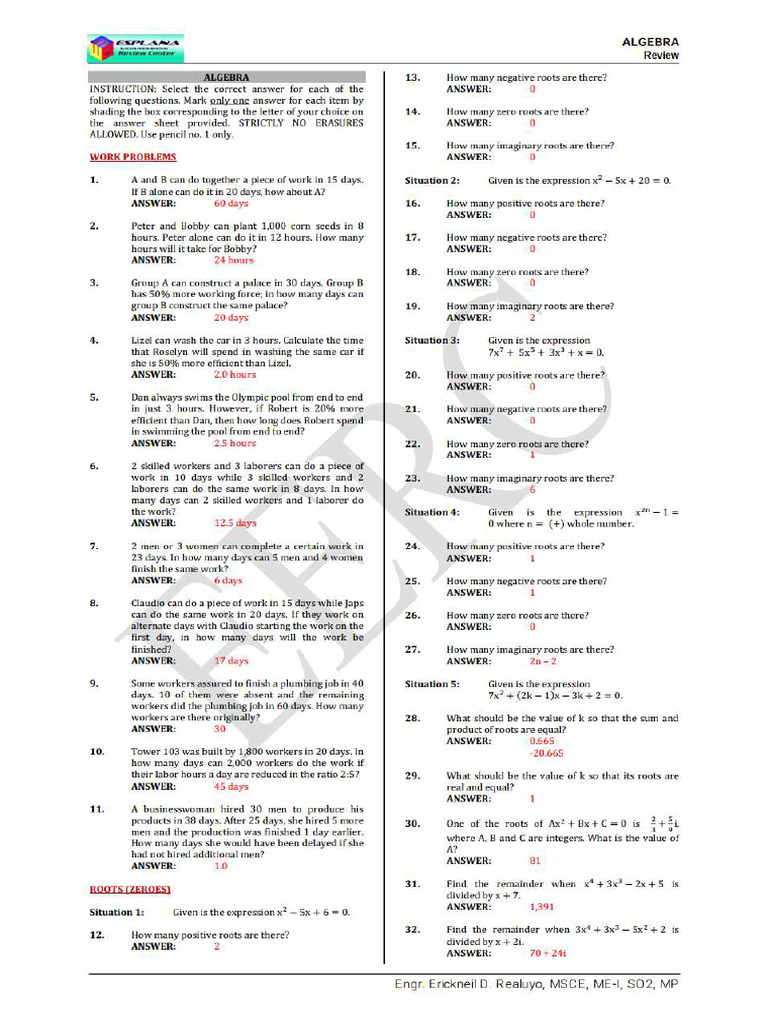 Algebra Handout 3 and 4 | PDF