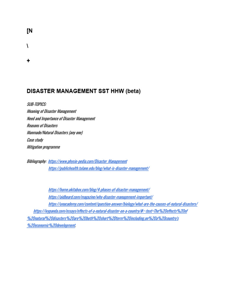 DISASTER MANAGEMENT SST HHW (Beta) | Download Free PDF | Natural ...