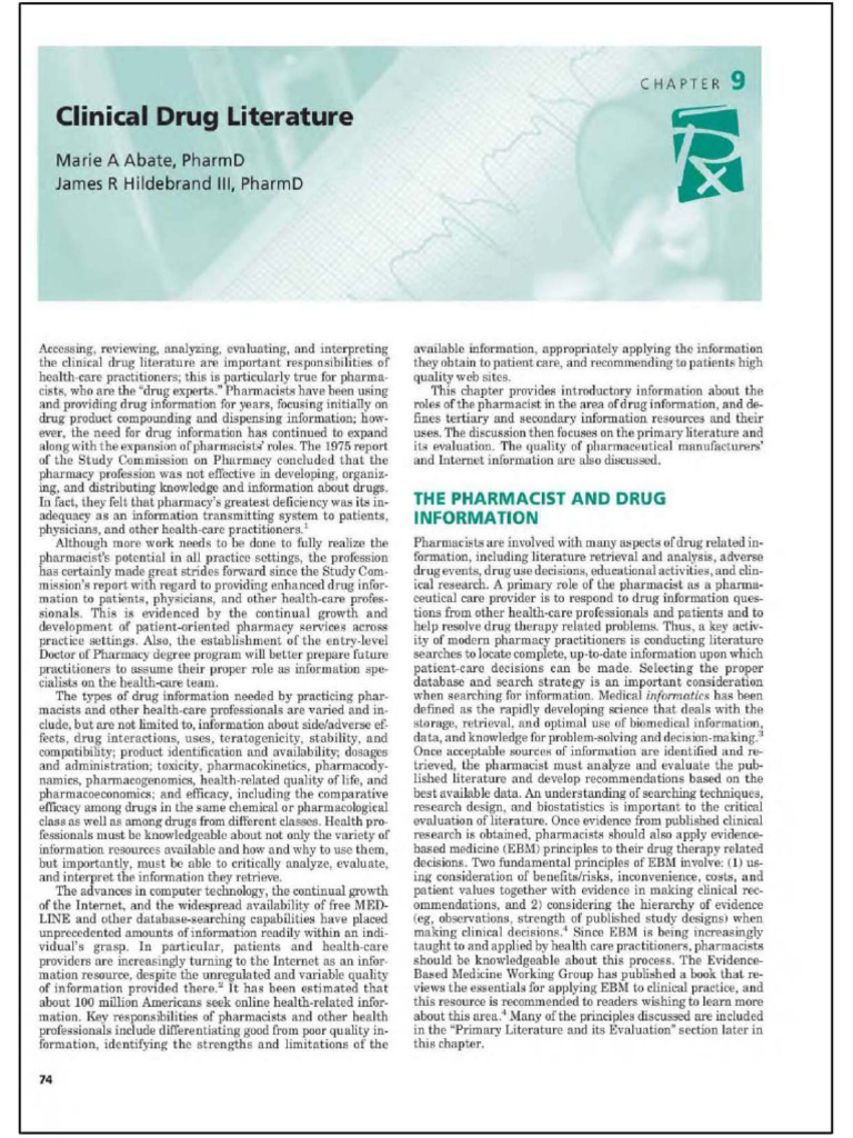 Clinical Drug Literature | PDF | Cohort Study | Pharmacy