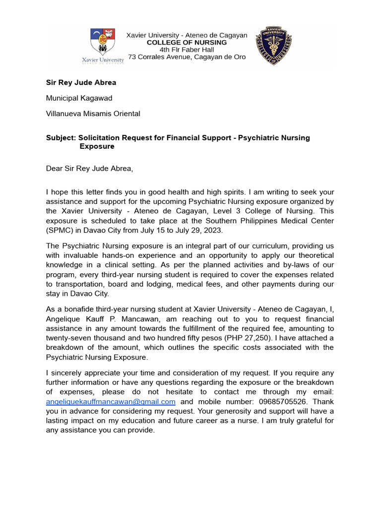 Solicitation Letter | PDF | Nursing | Health Care