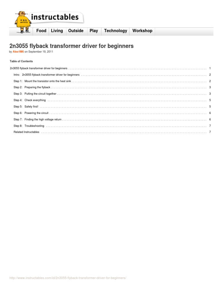 2n3055 Flyback Transformer Driver For Beginners | PDF | Inductor ...