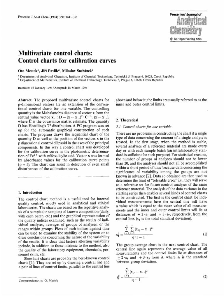 Multivariate Control Charts Calibration Curve 1994 | Download Free PDF | Variance | Euclidean Vector