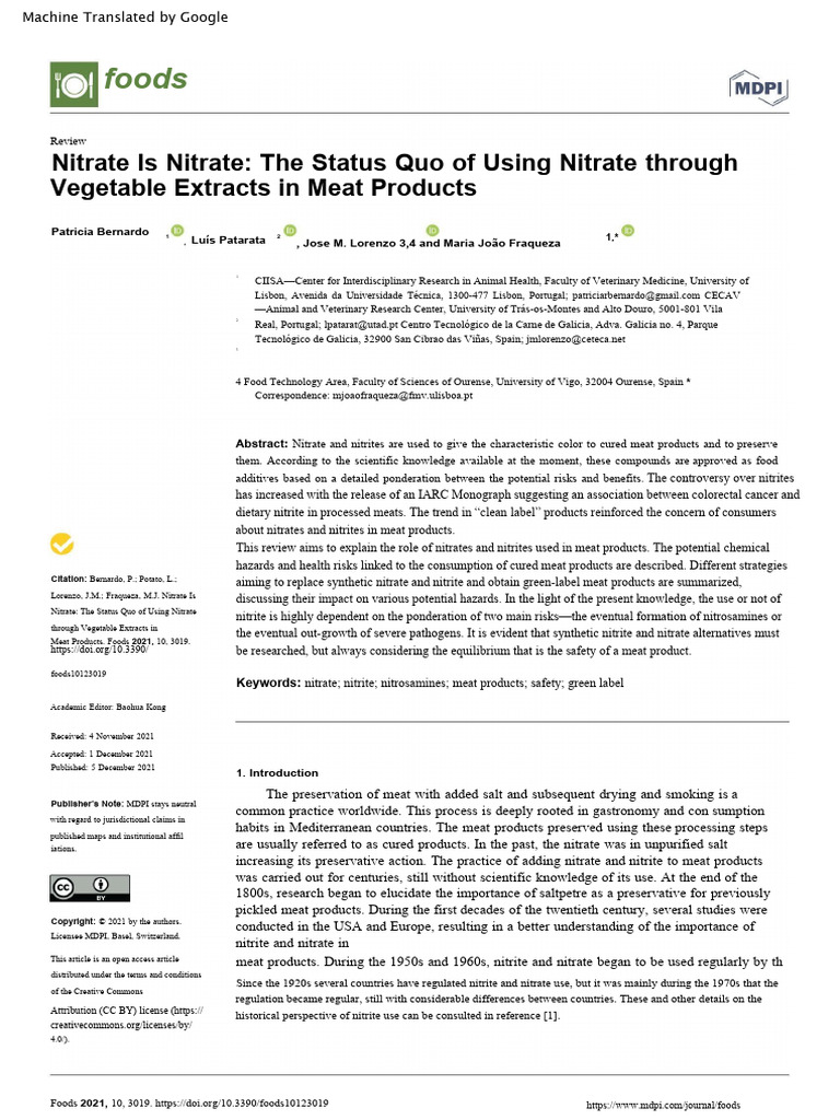 Article 2 | PDF | Curing (Food Preservation) | Nitrate