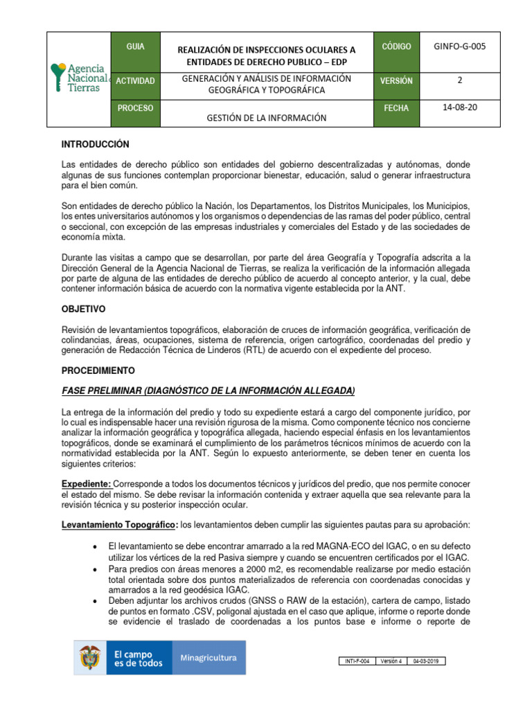 Ginfo G 005 Inspecciones Oculares A Edp V2 | PDF | Topografía | Información