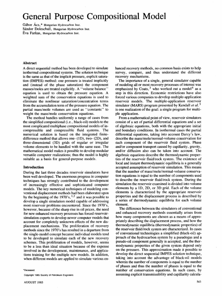 General Purpose Compositional Model | PDF | Equations | Variable (Mathematics)