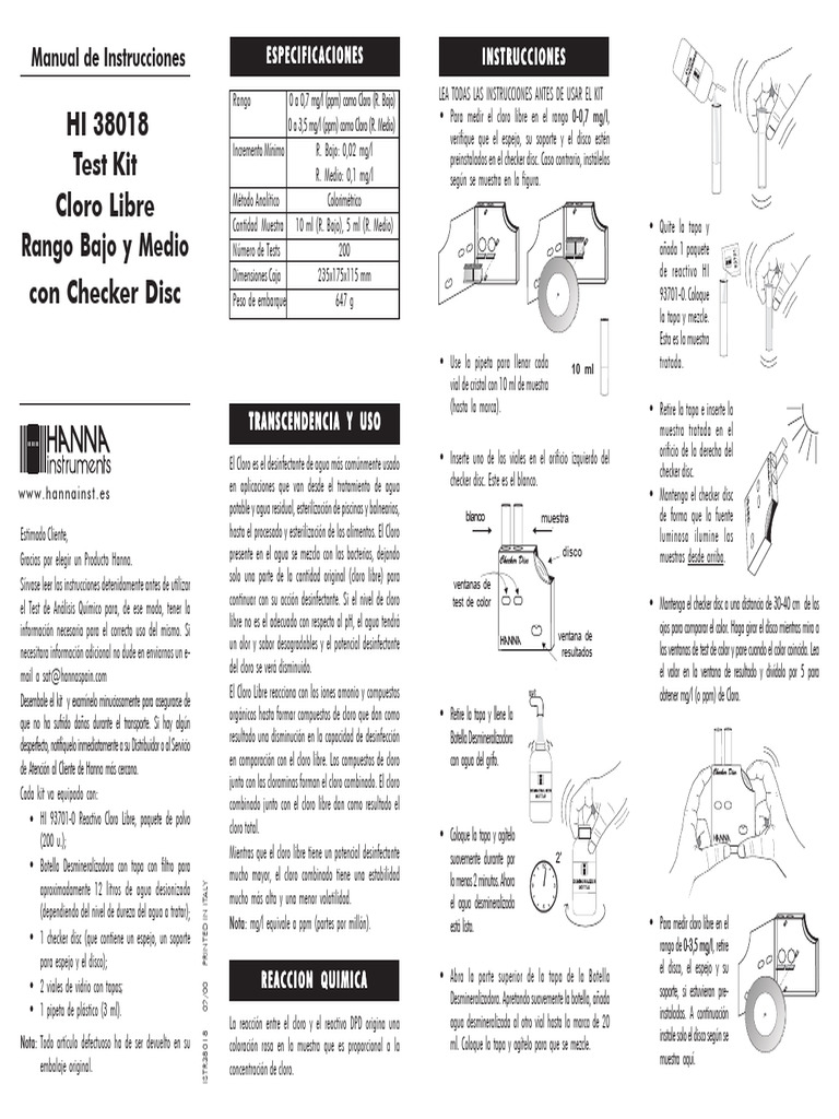 Manual Checker Disc Hanna | PDF | Cloro | Agua