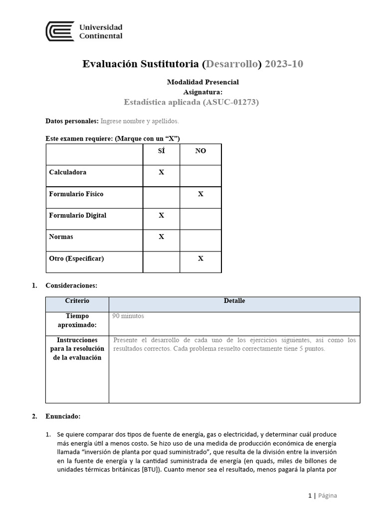 Evaluación Sustitutoria | PDF | Cantidad | Física Aplicada e Interdisciplinaria