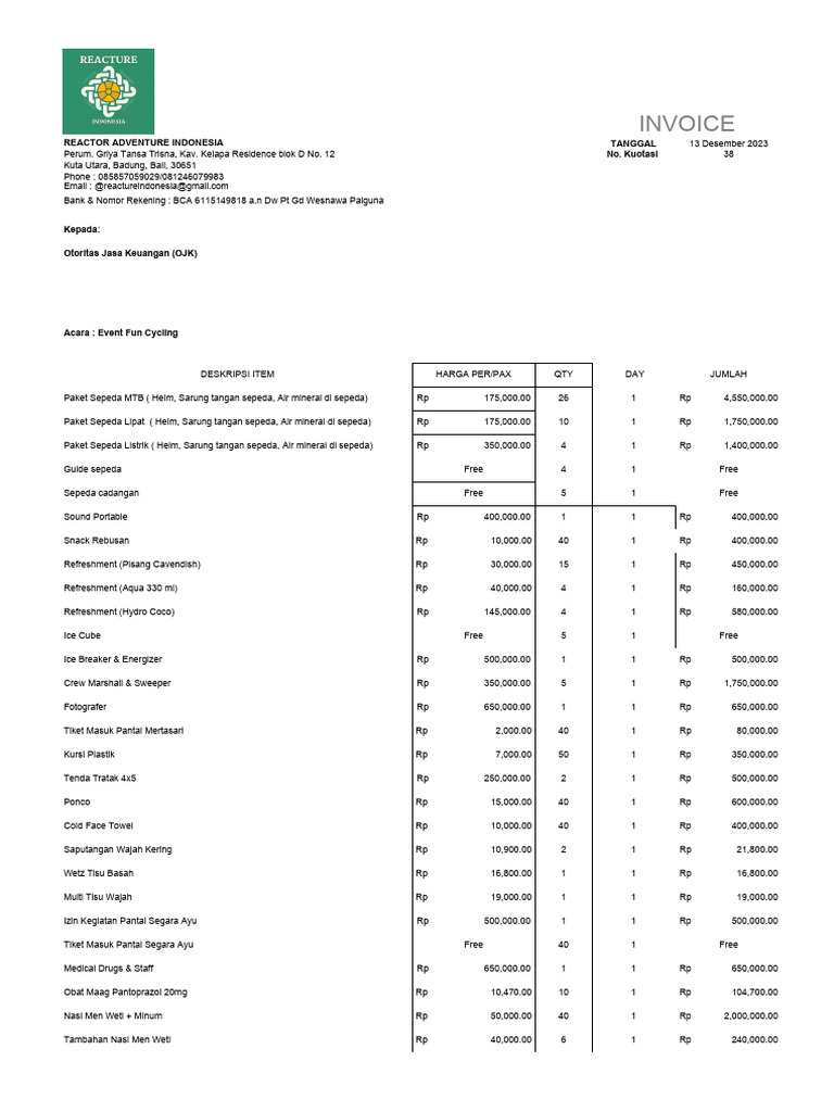 Invoice Sepeda OJK | PDF