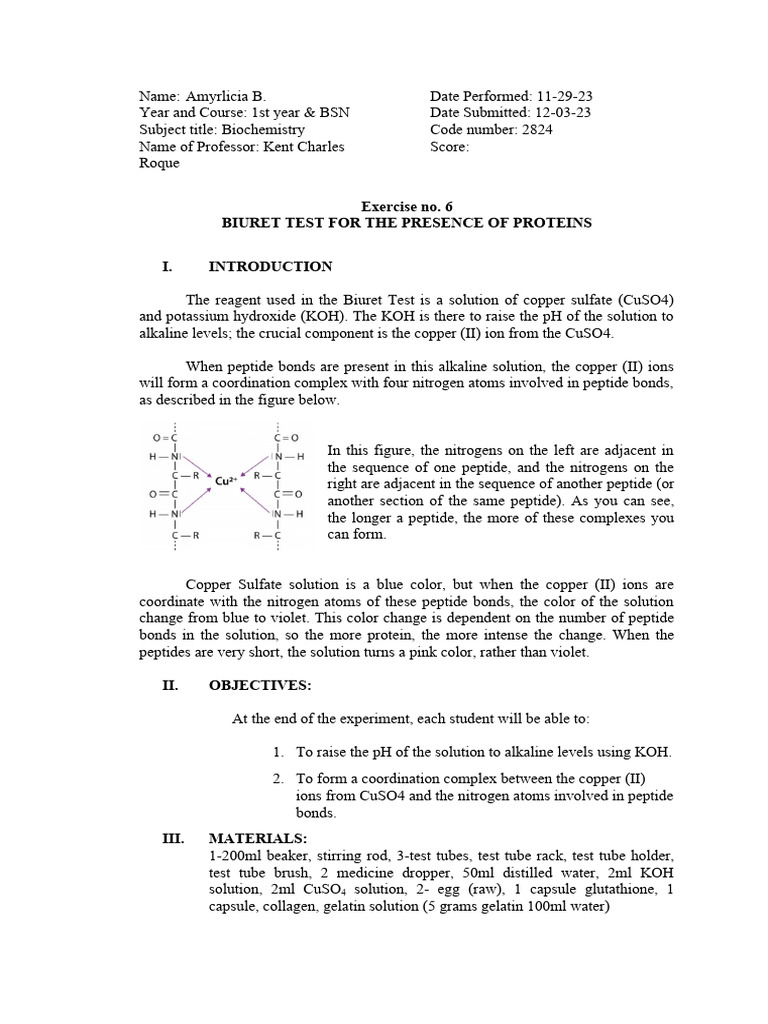 Exp.-6-Biuret-Test-for-the-presence-of-proteins-1 | PDF | Gelatin ...