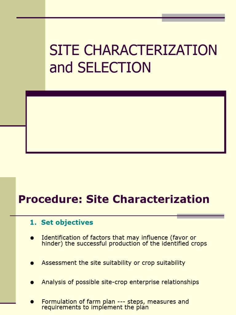 Site Selection for Crop Production Guide | PDF | Soil | Agriculture