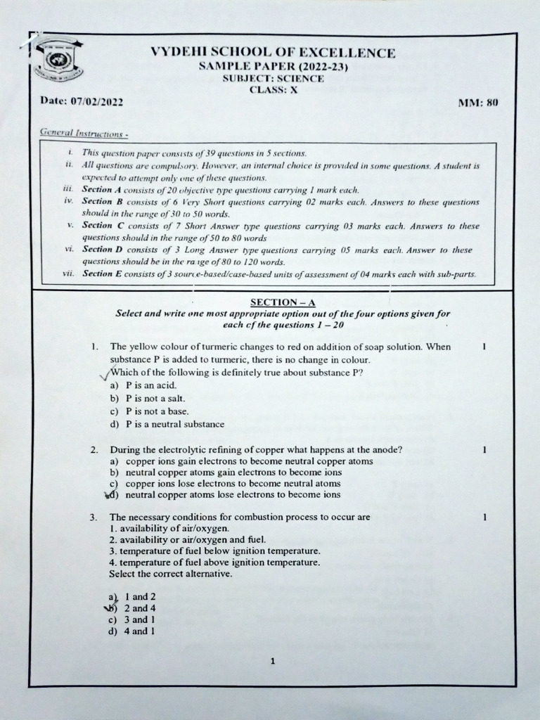 Sample Paper Science | PDF