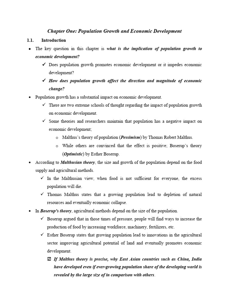 Chapter One - Population Growth and Economic Development | PDF | Cost ...