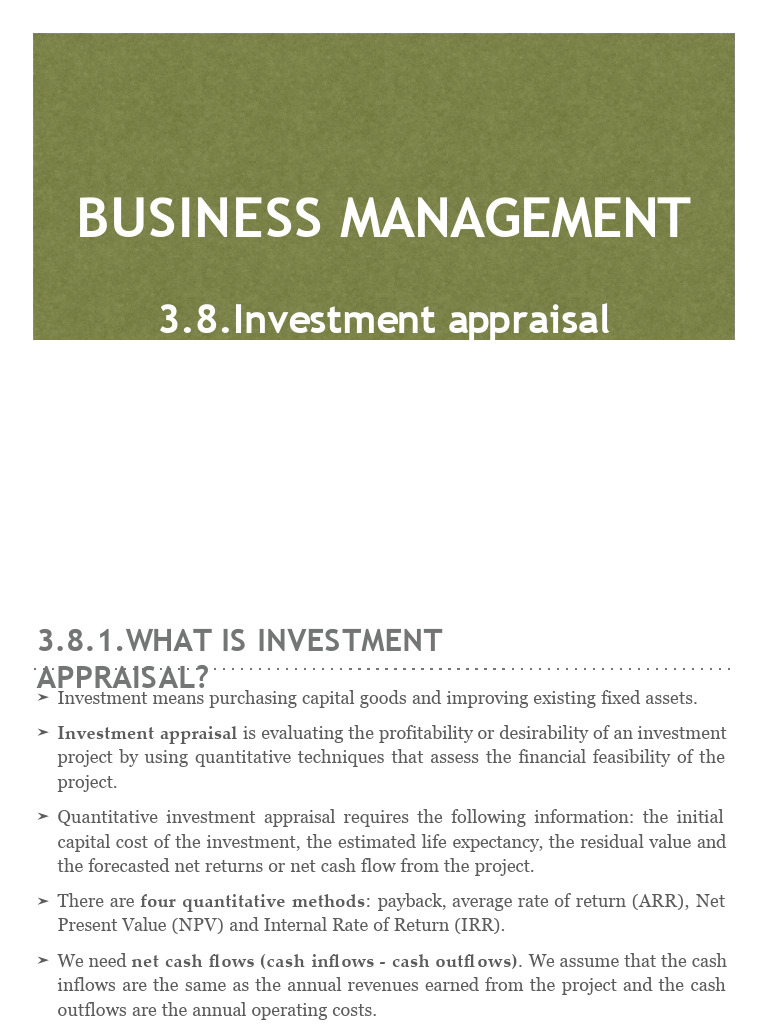 IB - 3.8.investment Appraisal | Download Free PDF | Net Present Value ... IB - 3.8.investment Appraisal | Download Free PDF | Net Present Value ...
