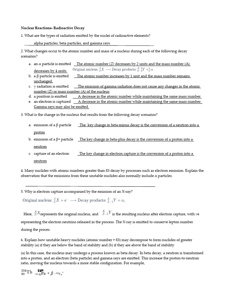 CHM012.1-Nuclear-Reactions Answer Key | PDF | Radioactive Decay | Neutron