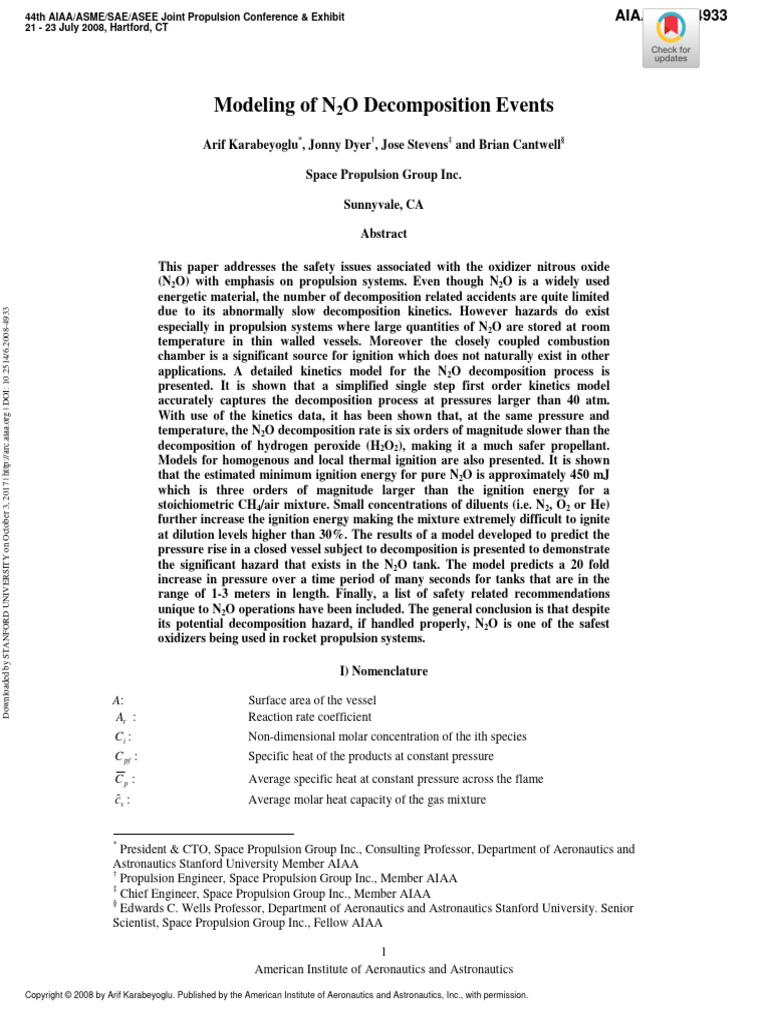 N2O Decomposition | PDF | Nitrous Oxide | Combustion