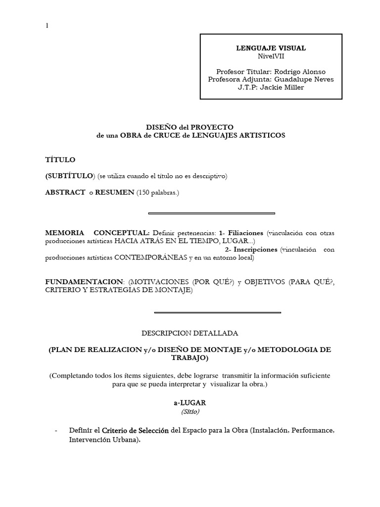 FORMATO PROYECTO Lenguaje Visual VII | PDF | Diseño