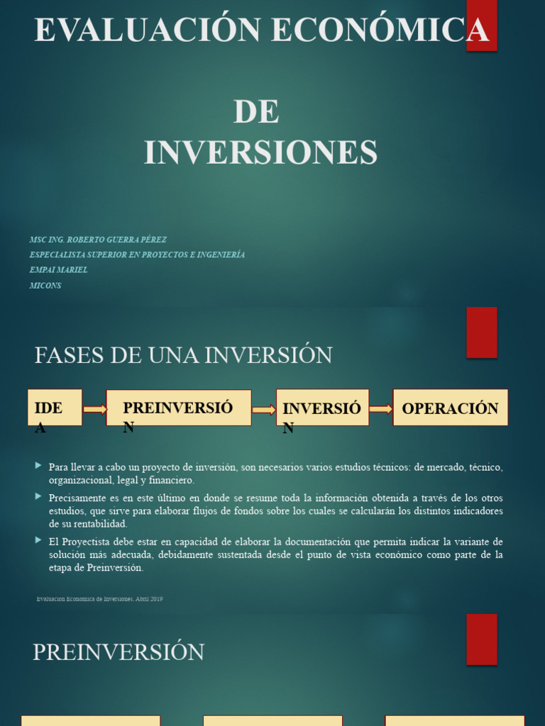 Evaluación Económica de Inversiones | PDF | Flujo de efectivo | Tasas de interés