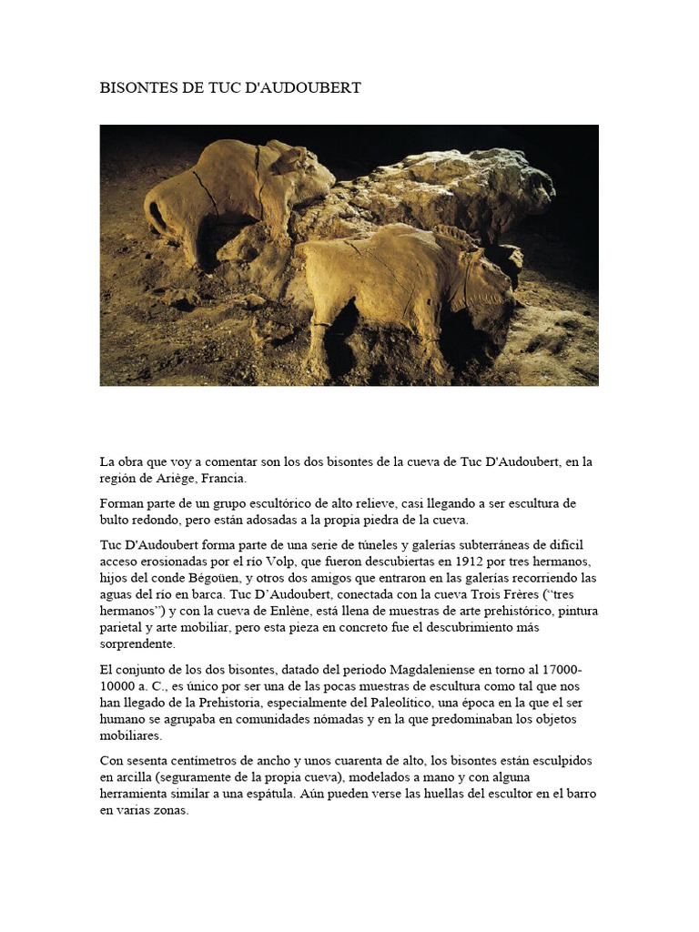 Bisontes de Tuc D'Audoubert: Arte Magdaleniense | PDF | Escultura ...
