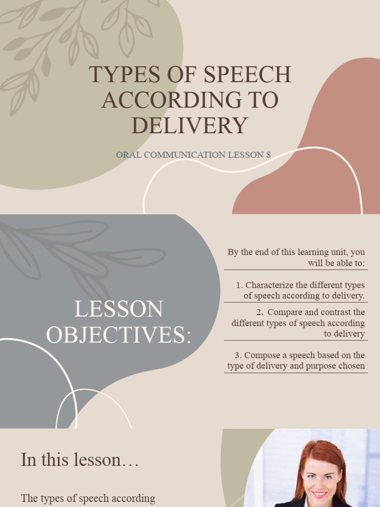 Types of Speech Delivery Explained | PDF | Public Speaking | Learning