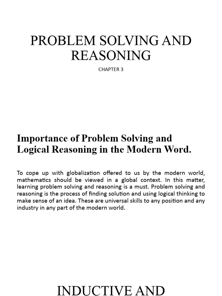 Problem Solving: Inductive & Deductive Reasoning | PDF | Deductive Reasoning | Inductive Reasoning