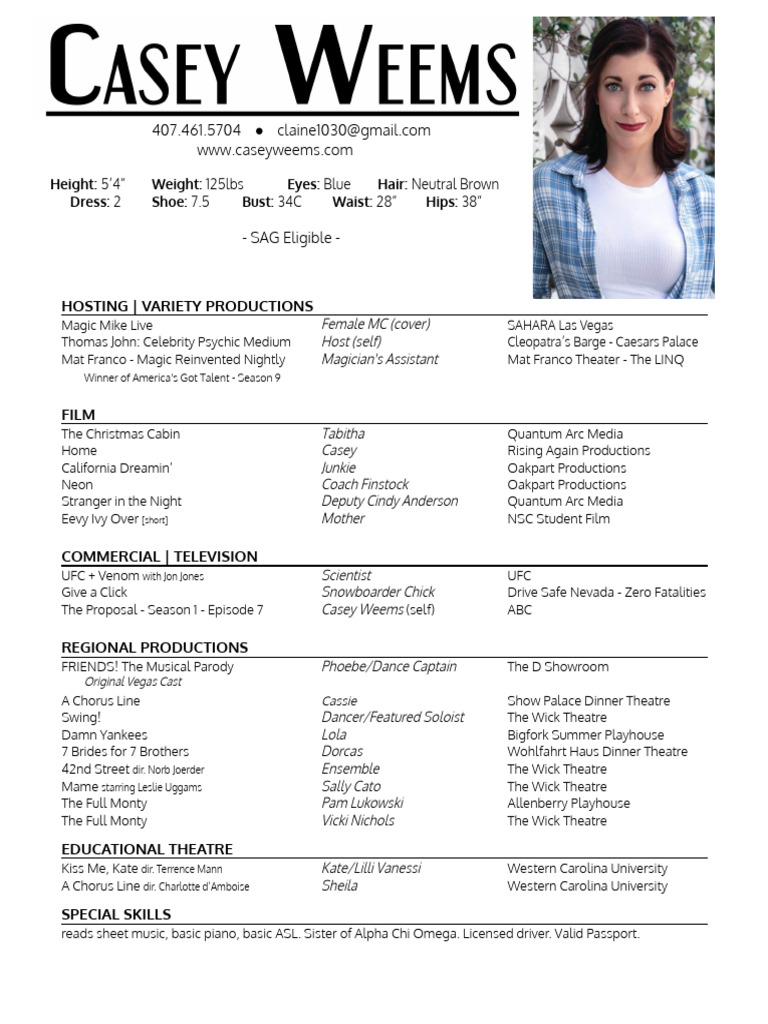 Host Film Commerical TV Regional Theatre - Casey Weems Dec2023 Plaid ...