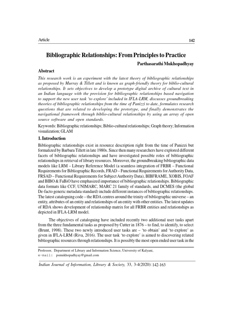 Bibliographic Relationships From Princip | PDF | Metadata | Bibliography