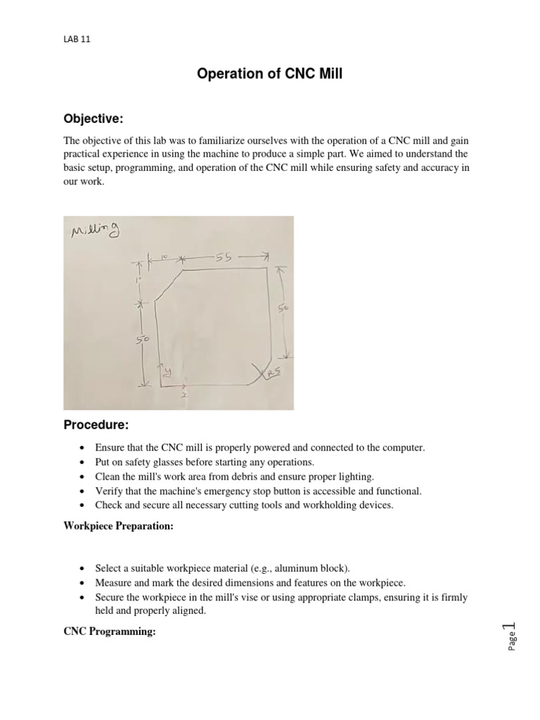 Operation of CNC Mill LAB 11 | Download Free PDF | Numerical Control | Industrial Processes