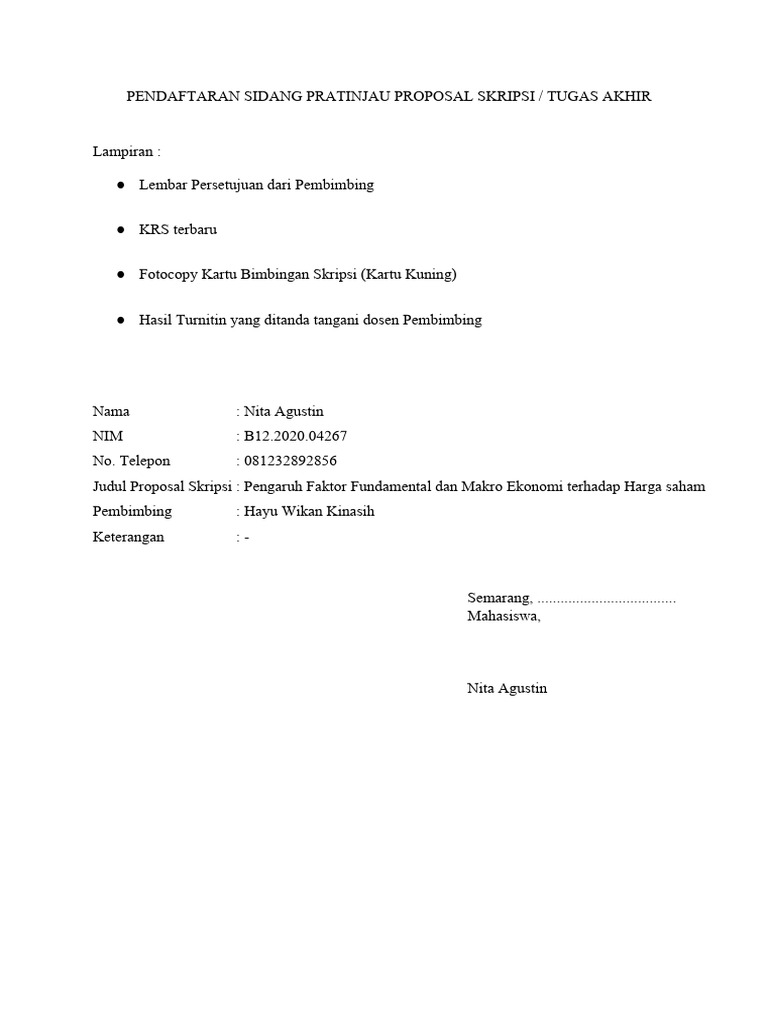 Formulir Pendaftaran Sidang Proposalnew | PDF | Seni